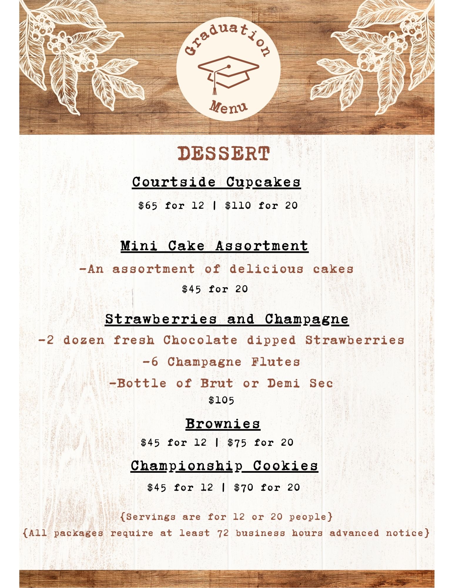 Graduation Menu | Donald L Tucker Civic Center